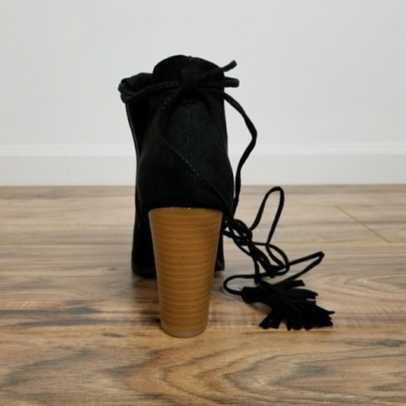 Shoes | Cut Out Bootie Lace Up Ankle Booties Peep Toe Heel | Poshmark